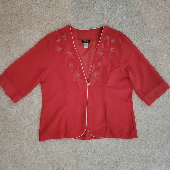 Shawn USA Design | Tops | Shawn Design Coral Lightweight One Button ...